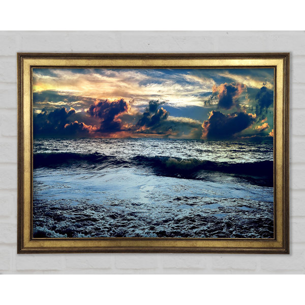 Haus am Meer Dunkelblaues Meer Gerahmter Druck | Wayfair.de